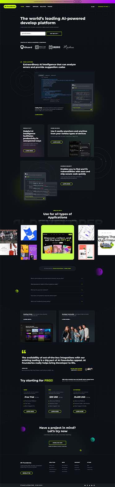 AI Foundaries - Software Developer Platform Elementor Template Kit by Alt-Desain